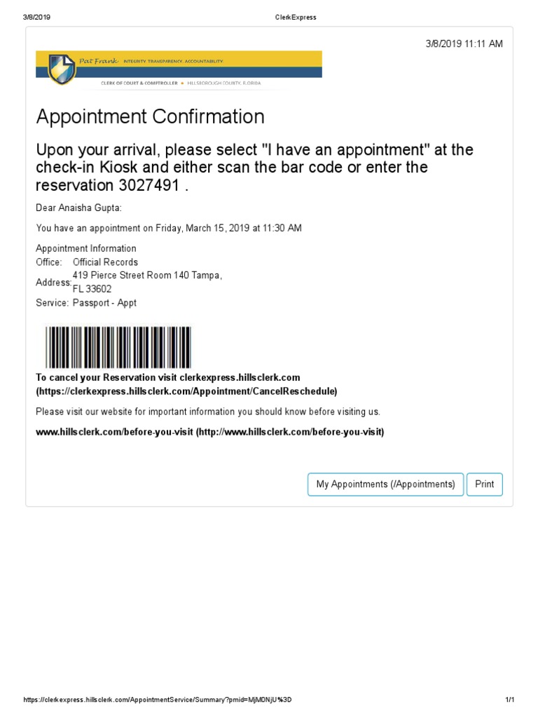 Appointment Confirmation | PDF