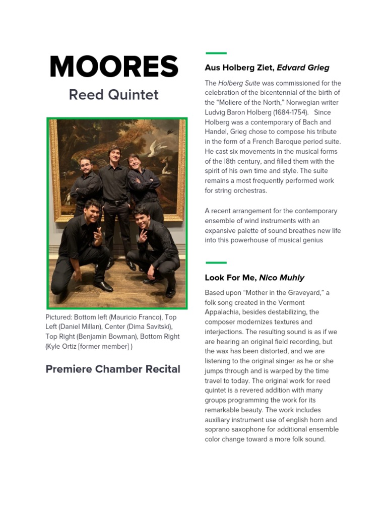 Reed Quintet Recital Program Notes | Download Free PDF | Musical ...
