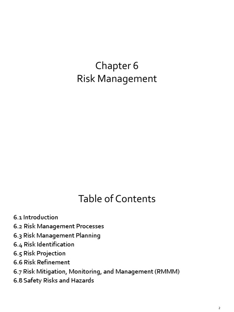 Chapter 6 Risk Management | PDF | Risk Management | Hazards