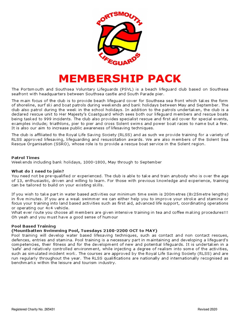PSVL Welcome Pack 2020 | PDF | Diving | Sports