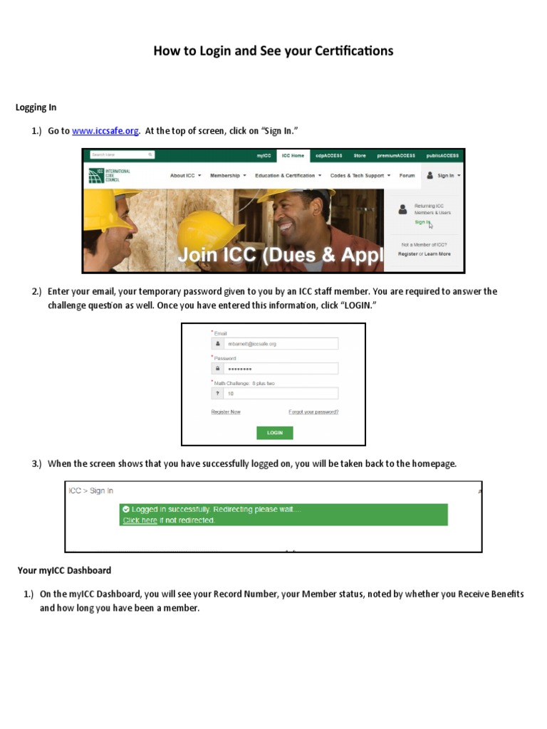 ICC Login and Certification Guide | PDF | Career & Growth