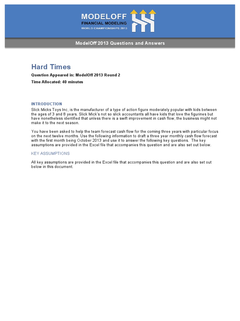 Hard Times: Modeloff 2013 Questions and Answers | PDF | Capital ...