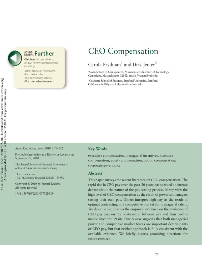 Ceo Compensation | PDF | Executive Compensation | Business