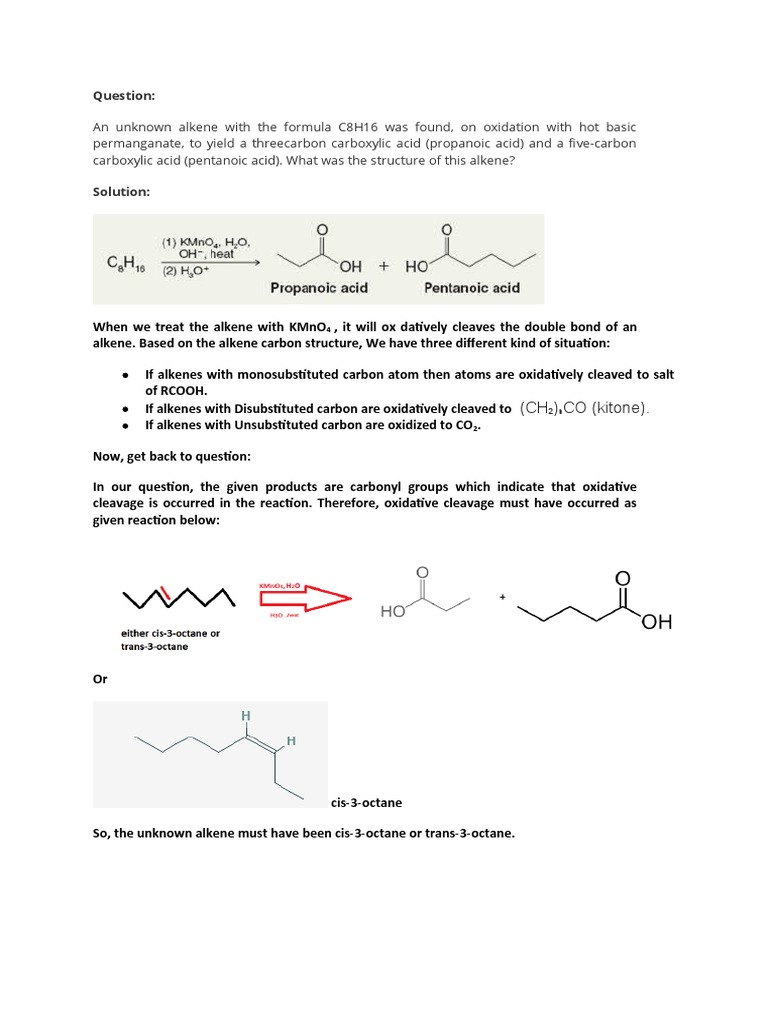 Structure of C8H16 Alkene via KMnO4 Oxidation | PDF | Art | Technology ...