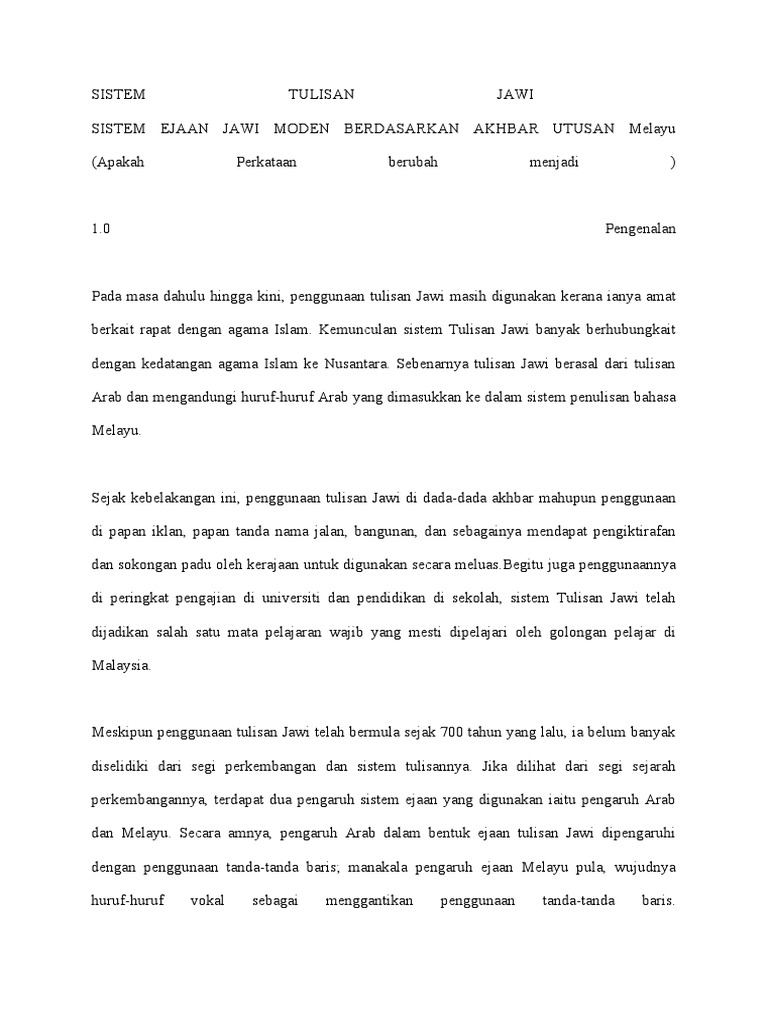 Ejaan Jawi dalam Akhbar Utusan | PDF
