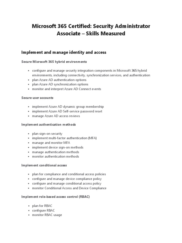 Microsoft 365 Certified Security Administrator Associate Skills ...