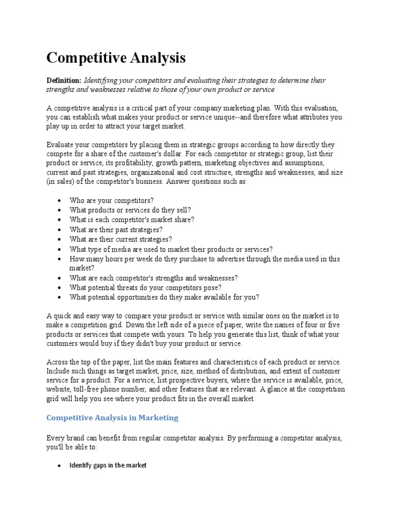 Competitive Analysis | PDF | Strategic Management | Sales