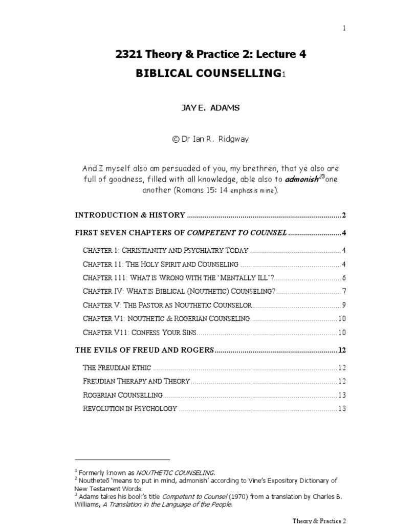 Biblical Counselling Jay e Adams | PDF | Id | Guilt (Emotion)