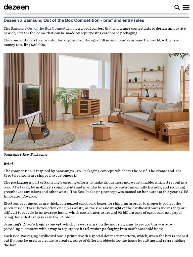 Samsung's Eco-Packaging Contest Seeks Home Designs from Cardboard | PDF ...