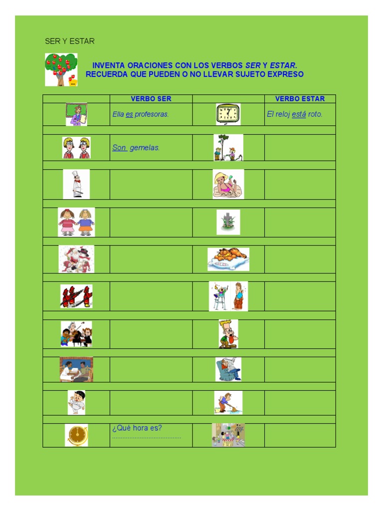 El Verbo Ser y Estar Actividades y Juegos - 12200 | PDF