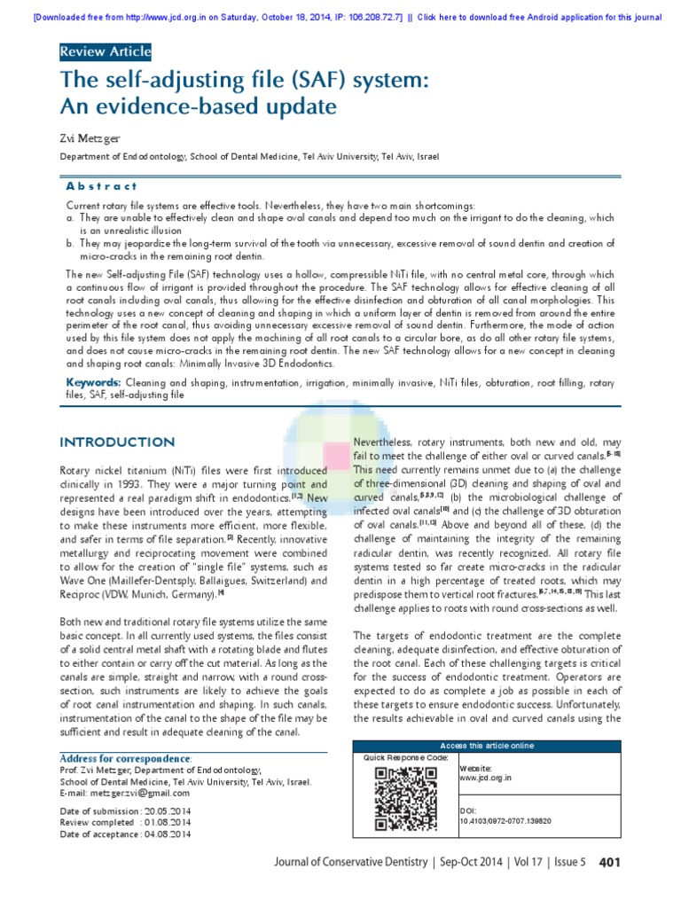 The Self-Adjusting File (SAF) System: An Evidence-Based Update | PDF ...