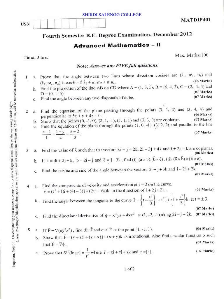 Advanced mathematics-II | PDF