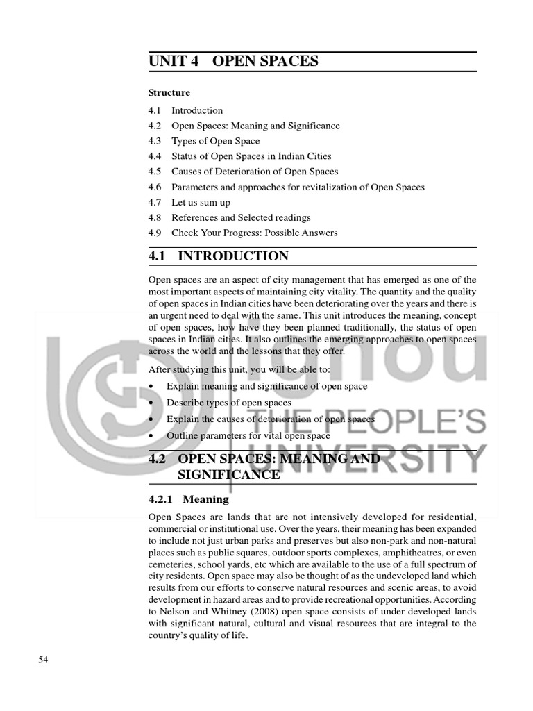 Unit 4 Open Spaces: Structure | Download Free PDF | Landscape | Natural ...