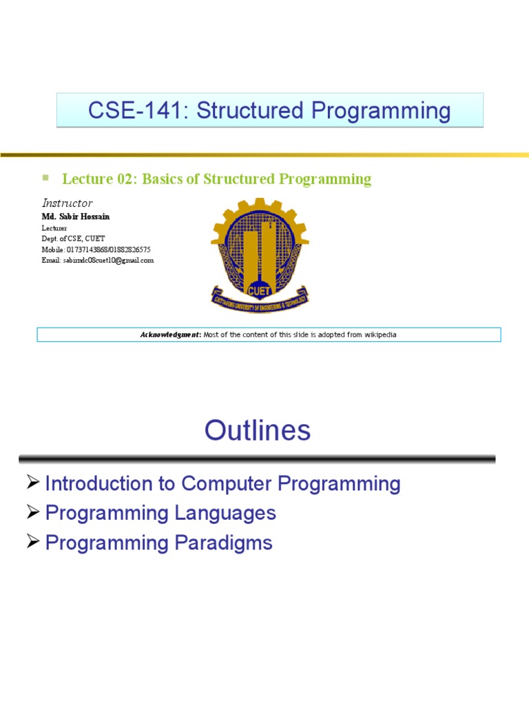 L01 - Basics of Structured Programming | PDF | Programming Paradigms | Subroutine