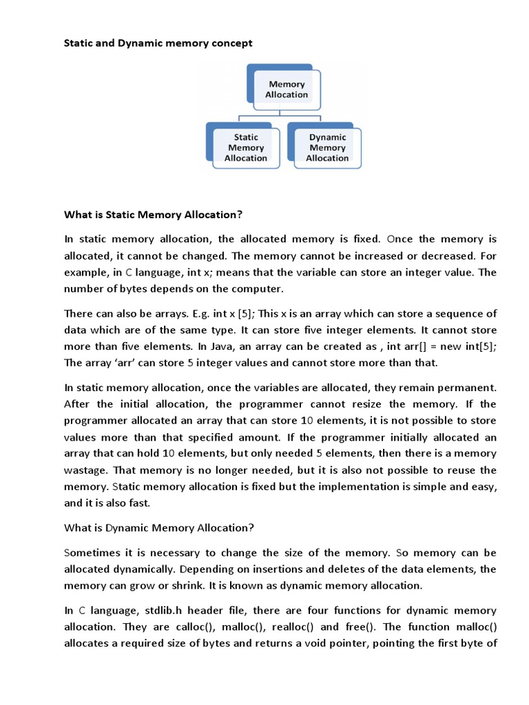 DS-Static and Dynamic Memory Concept | PDF | Pointer (Computer ...