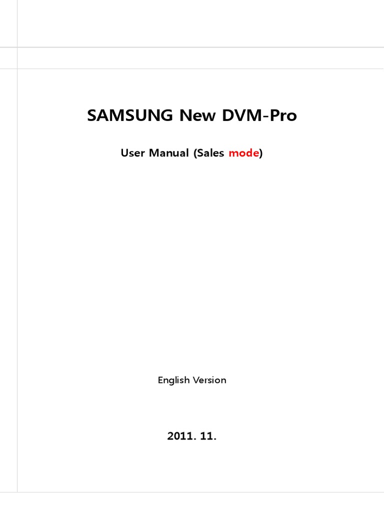 Samsung DVM-Pro User Manual Guide | PDF | Control System | Information