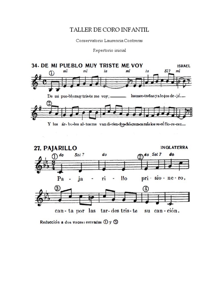 Repertorio Inicial Coro Infantil Laurencia Contreras | PDF
