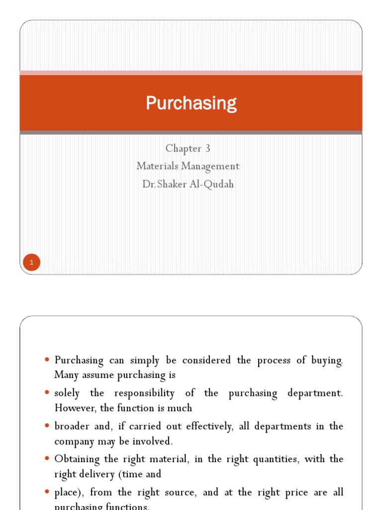 Materials Management - Ch3 | PDF | Specification (Technical Standard) | Supply Chain