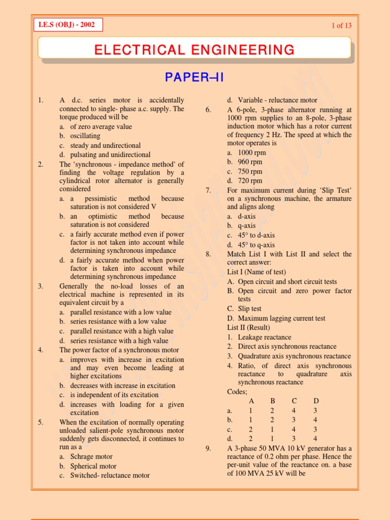 Obj Electrical 2002paper II | PDF | Amplifier | Power Inverter