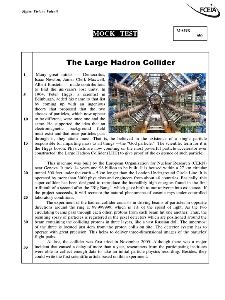 The Large Hadron Collider: Mock Test | PDF | Large Hadron Collider ...
