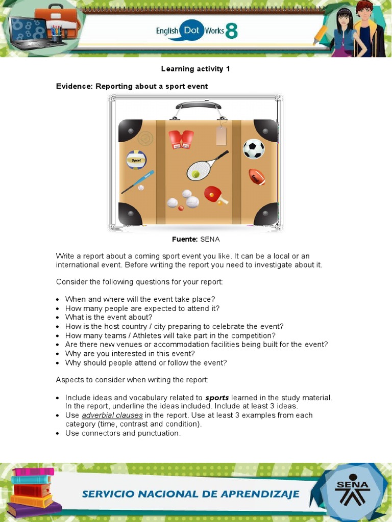 Learning Activity 1 Evidence: Reporting About A Sport Event: Fuente ...