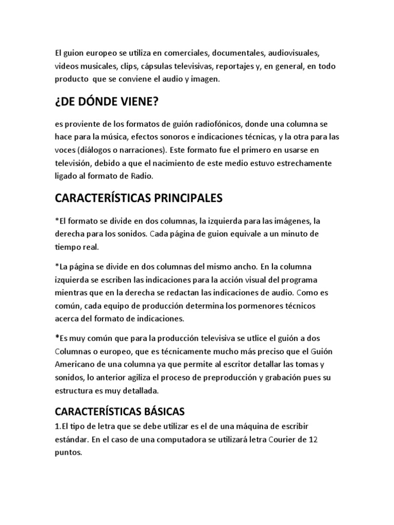 Guion Europeo: Estructura y Características | PDF | Science | Ciencia y ...