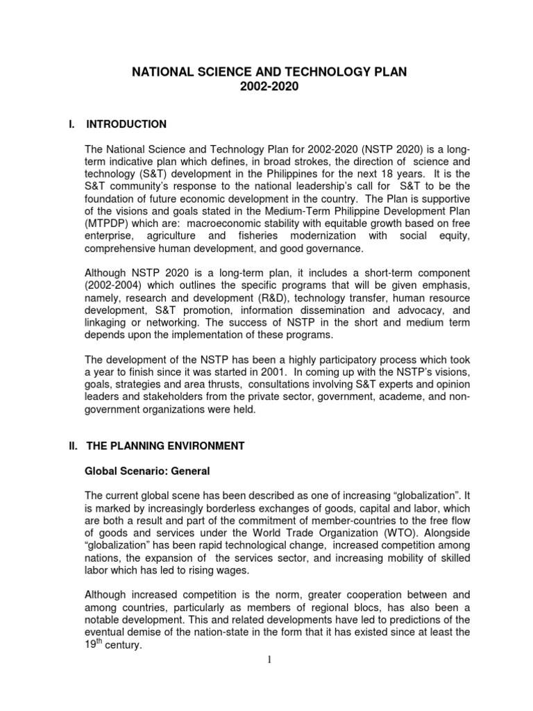 National Science and Technology Plan 2002-2020 PDF | PDF ...