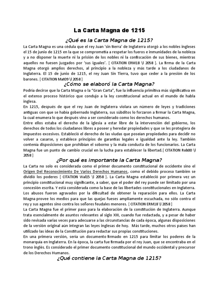 La Carta Magna de 1215 P | PDF | Carta Magna | Nobleza