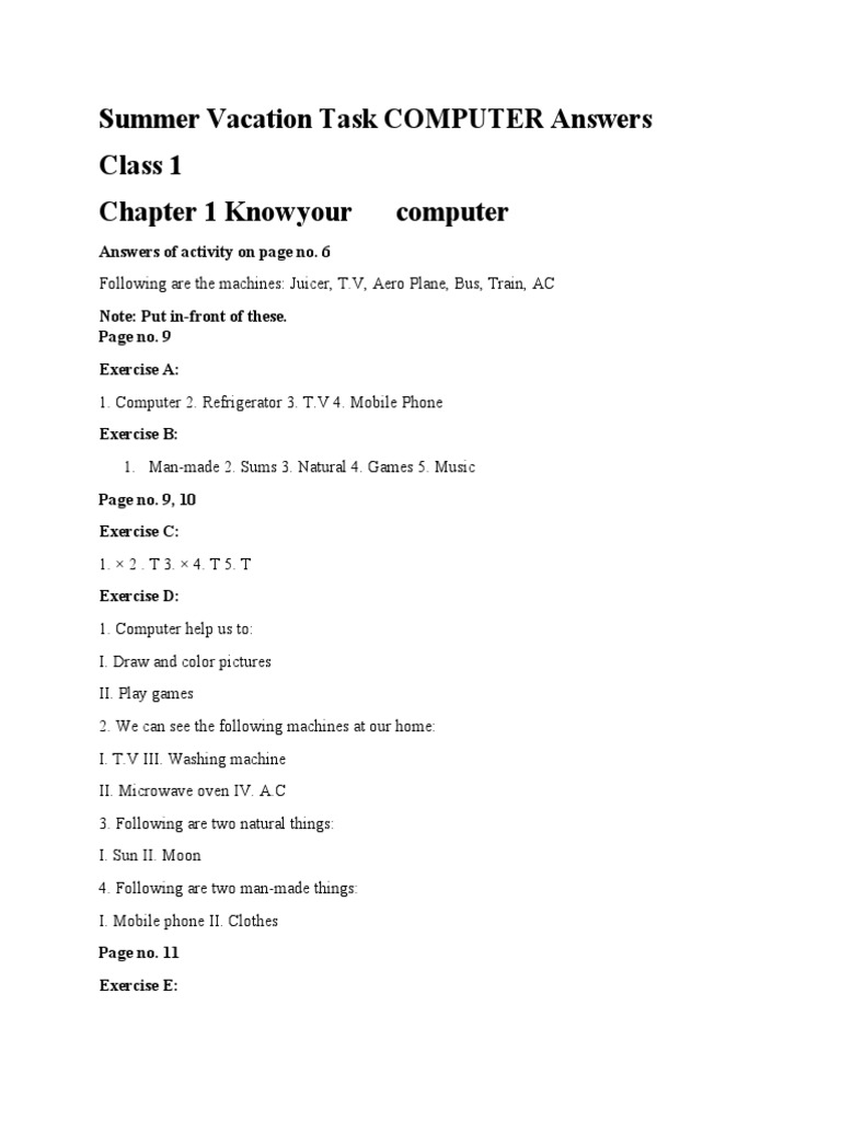 COMPUTER Answers 1 | PDF