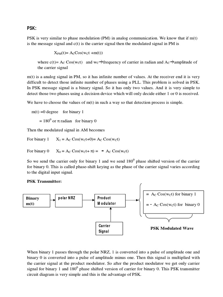 PSK Transmitter:: PM C C | PDF | Modulation | Telecommunications Engineering
