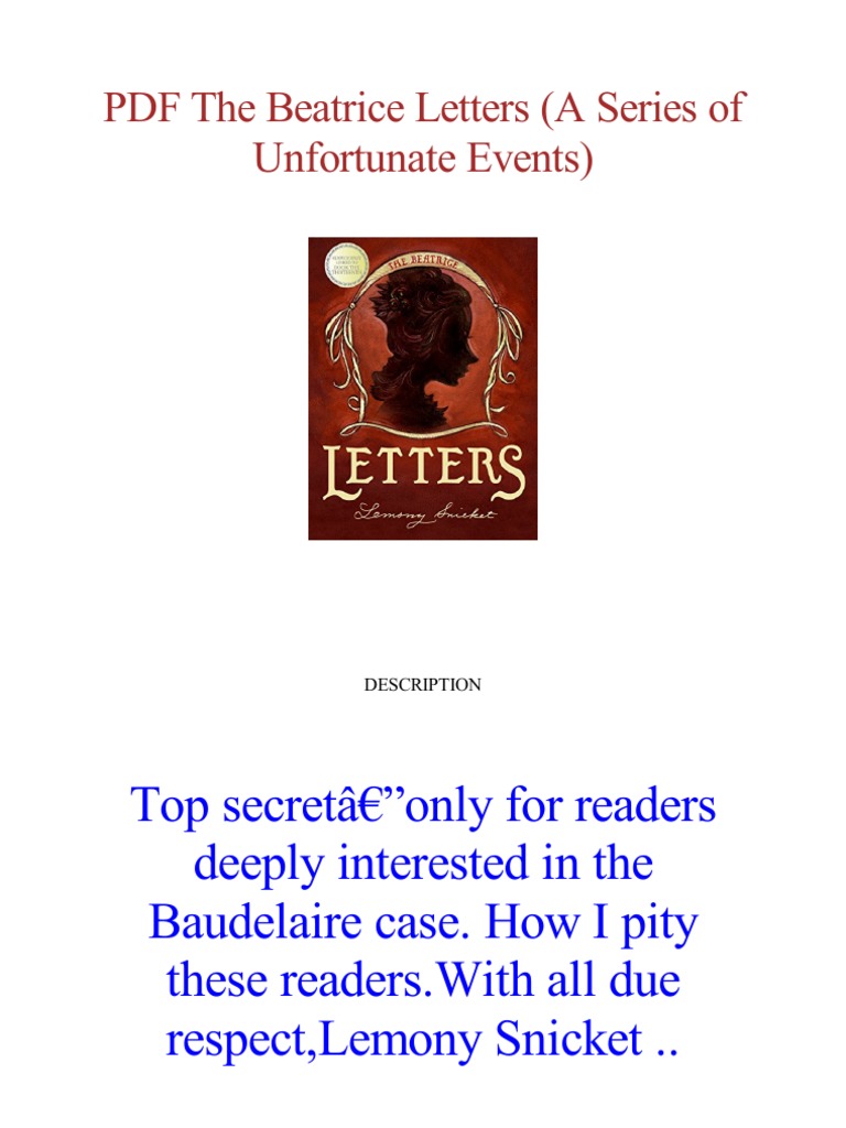 PDF The Beatrice Letters (A Series of Unfortunate Events) | PDF