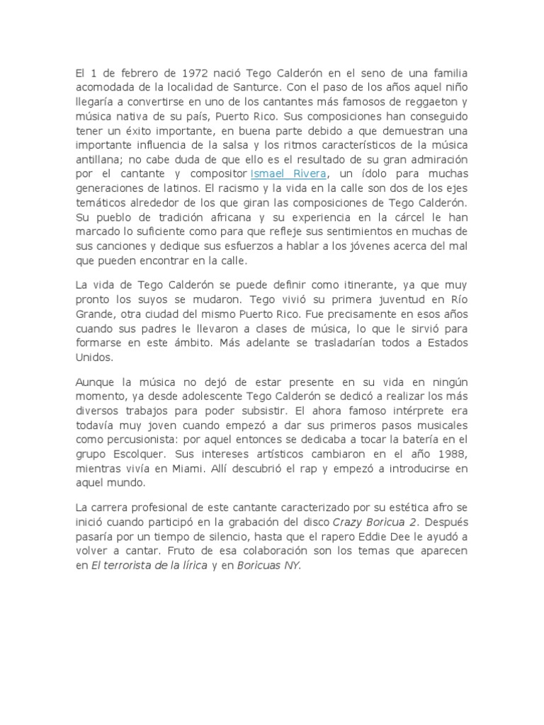 Biografia Tego Calderon | PDF