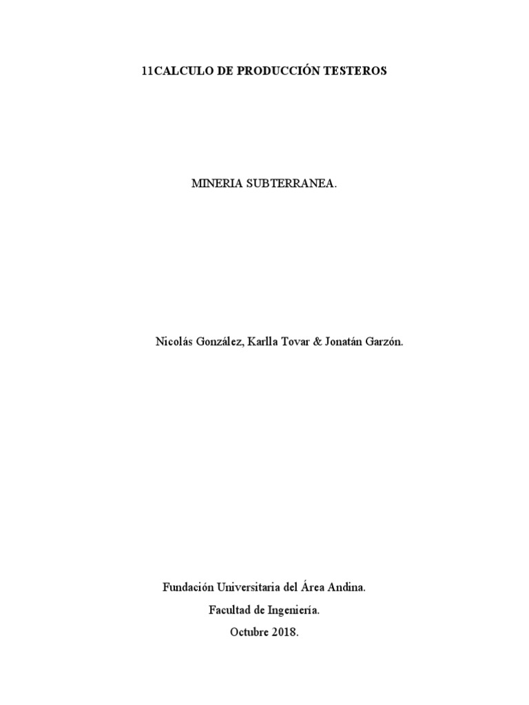 Calculo De Producción Testeros Tf Pdf
