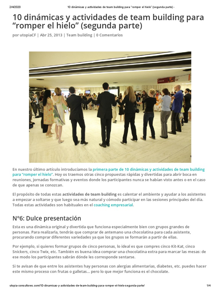 10 Dinámicas y Actividades de Team Building para "Romper El Hielo ...