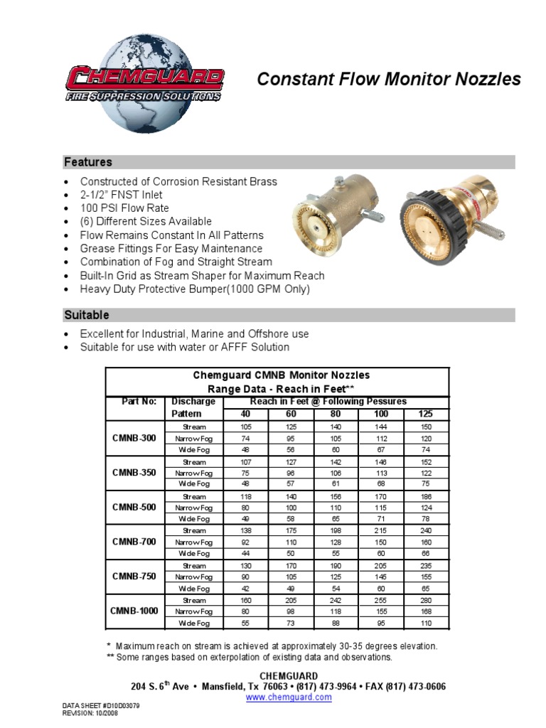 CMNB Monitor Nozzle Specifications | PDF | Mechanical Engineering ...