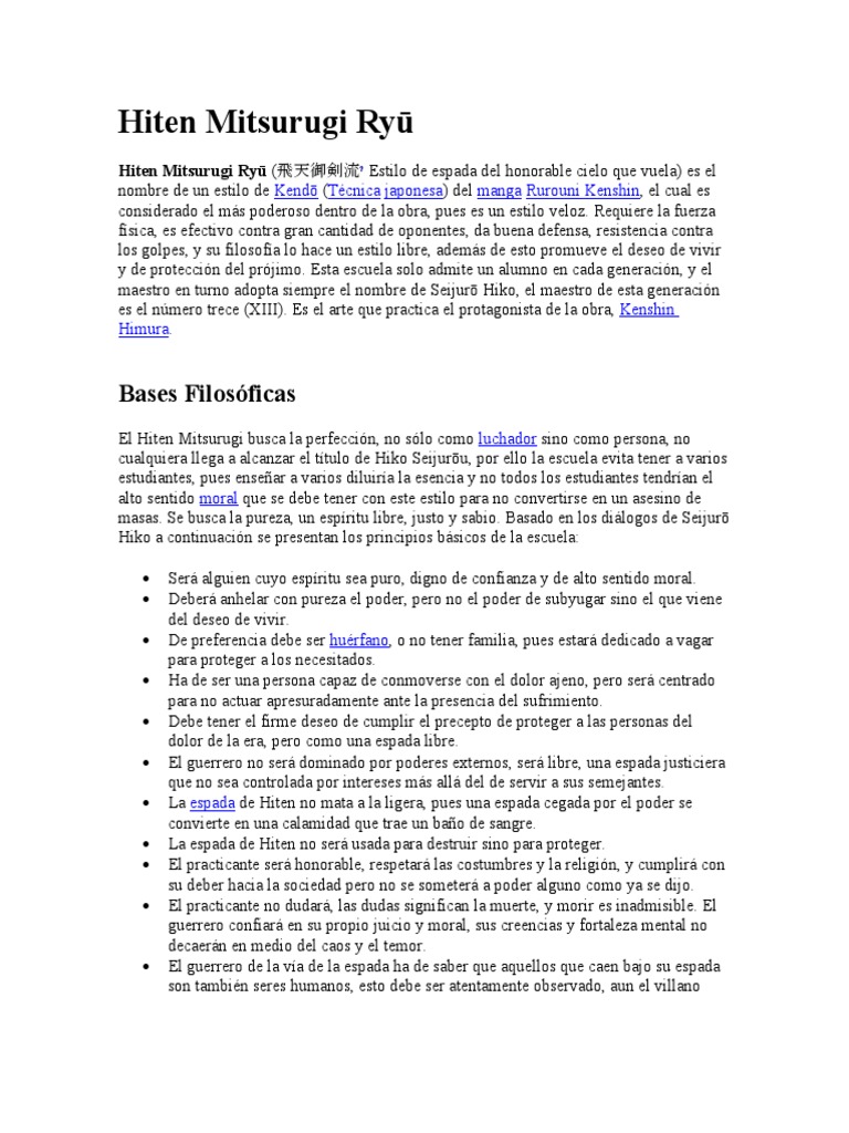 Hiten Mitsurugi Ryū | PDF | Samurai | Espada