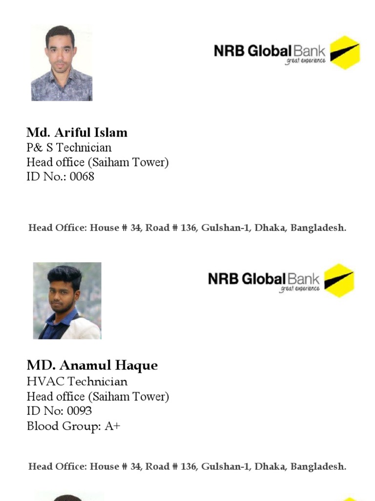 Saiham Tower Staff Directory Dhaka | PDF