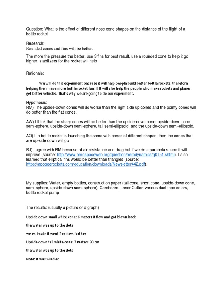 Bottle Rocket Science Project | PDF | Rocket | Spaceflight