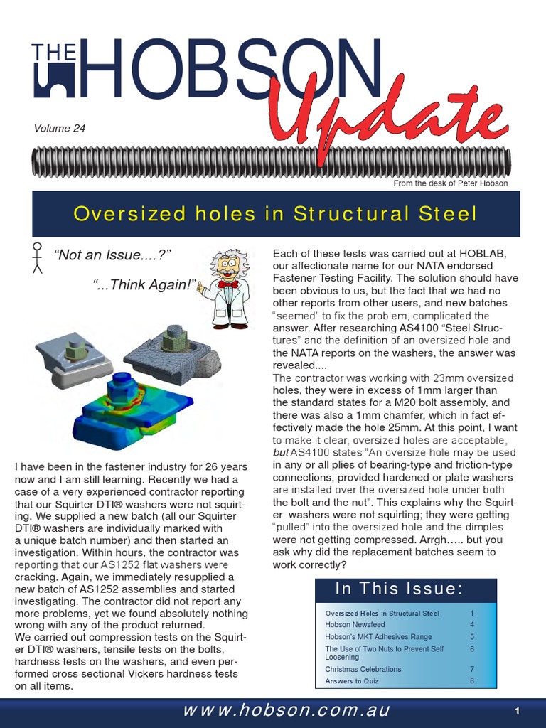 Oversized Holes in Structural Steel: "Not An Issue.... ?" "... Think ...