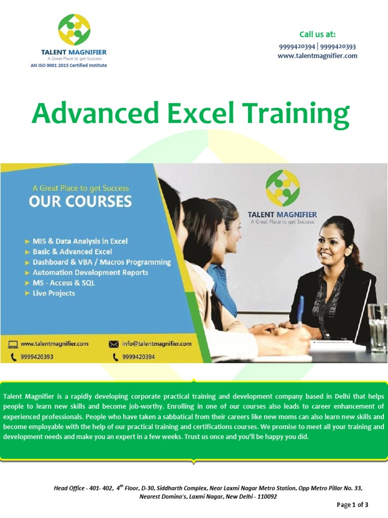 Advanced Excel Course in Laxmi Nagar | PDF | Computer Programming ...