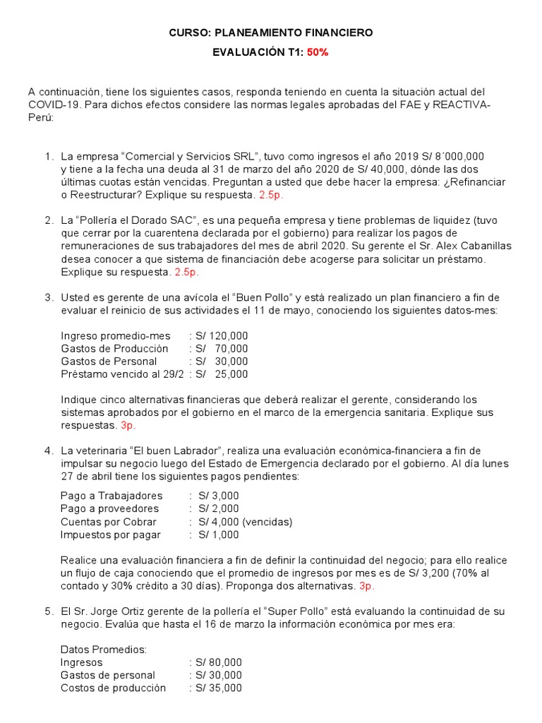 Análisis de alternativas financieras para empresas durante la pandemia de COVID-19 | PDF ...