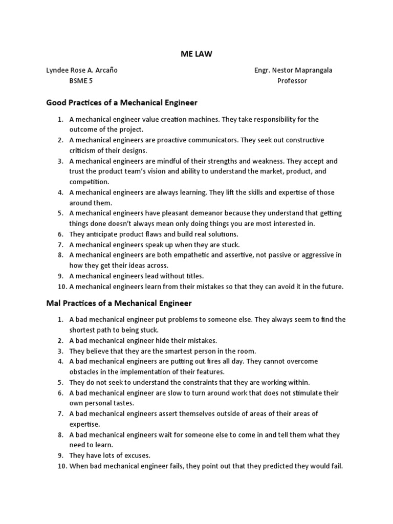 Me Law | PDF | Engineer | Mechanical Engineering
