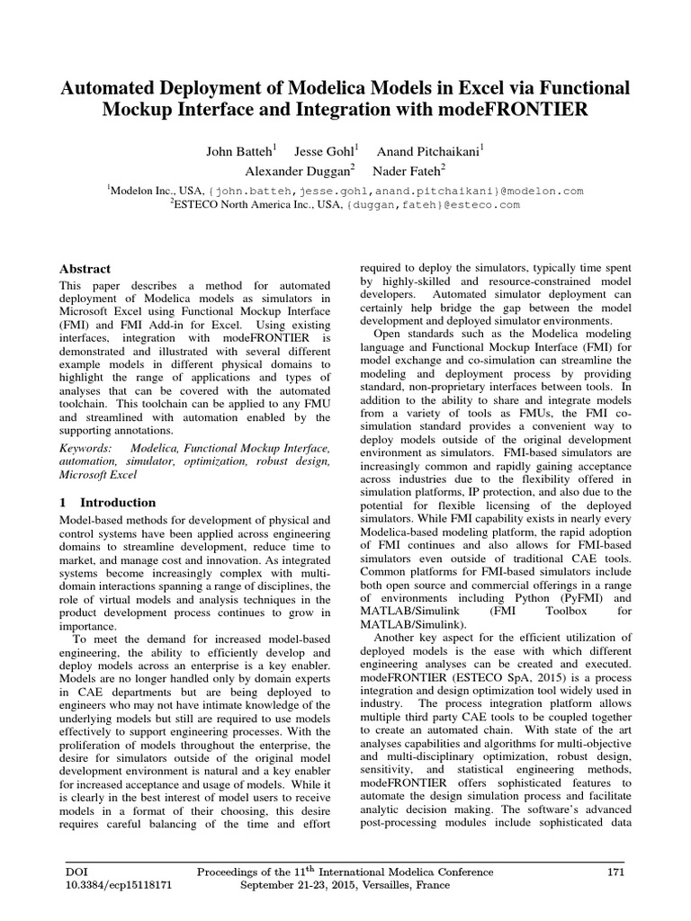 Automated Deployment of Modelica Models in Excel Via Functional Mockup ...