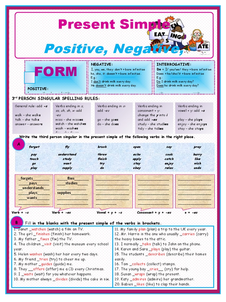 Positive Negative Present Simple Pdf Languages Language Arts