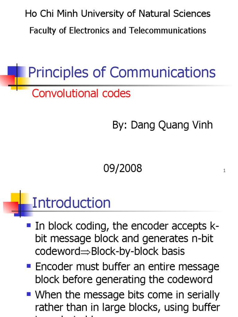 Principles of Communications: Convolutional Codes | PDF | Telecommunications Engineering ...