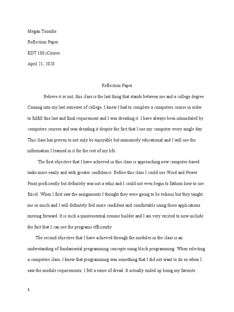 Computers Final Reflection Paper | PDF | Epistemology | Cognitive Science