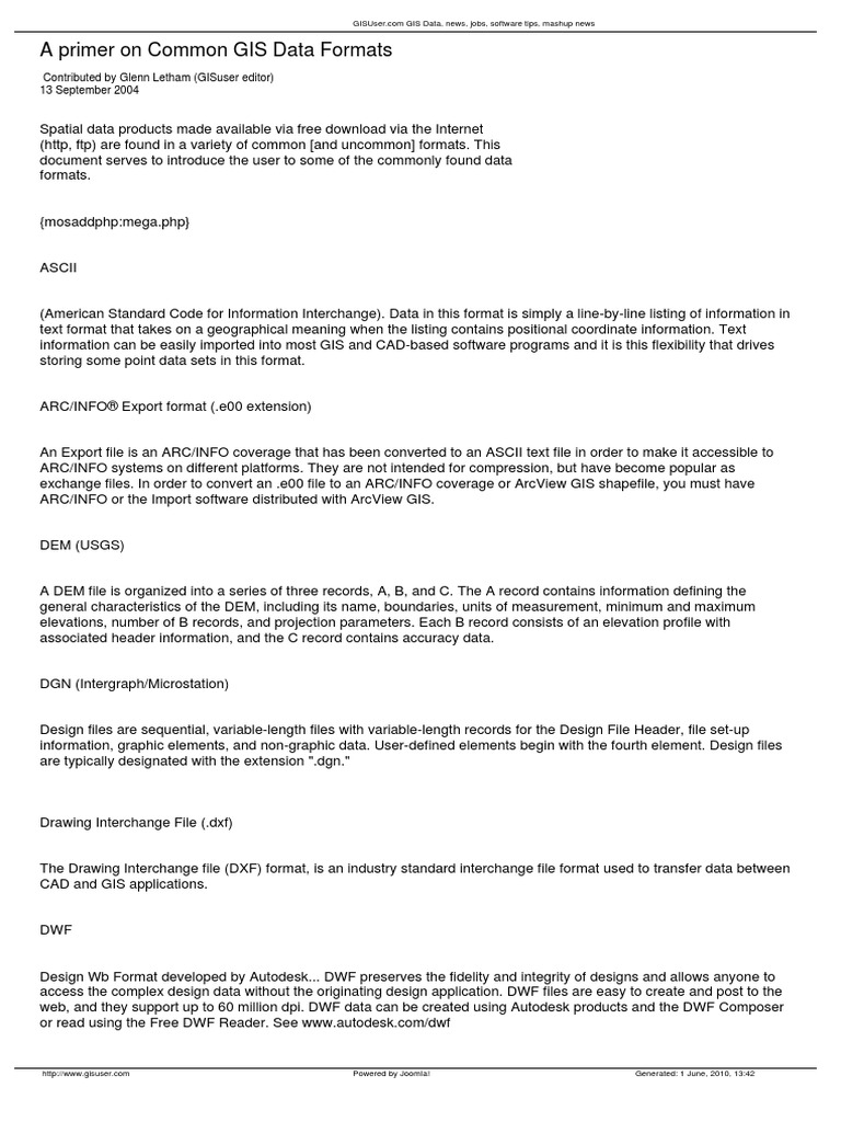A Primer On Common Gis Data Formats: Contributed by Glenn Letham ...