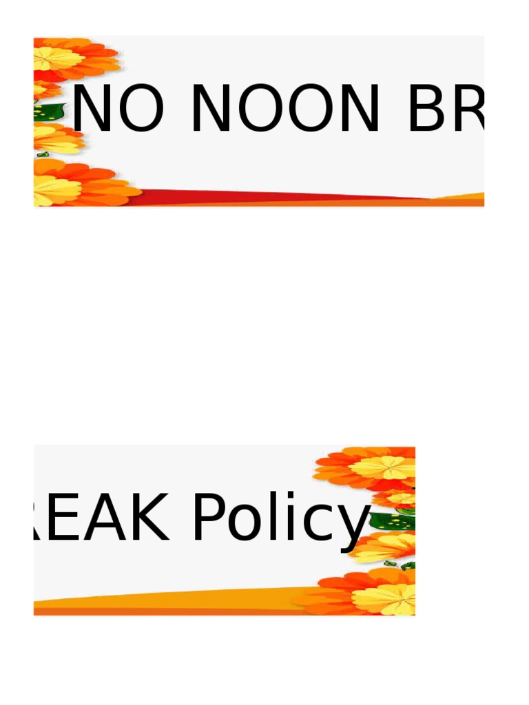 No Noon Break Policy | PDF