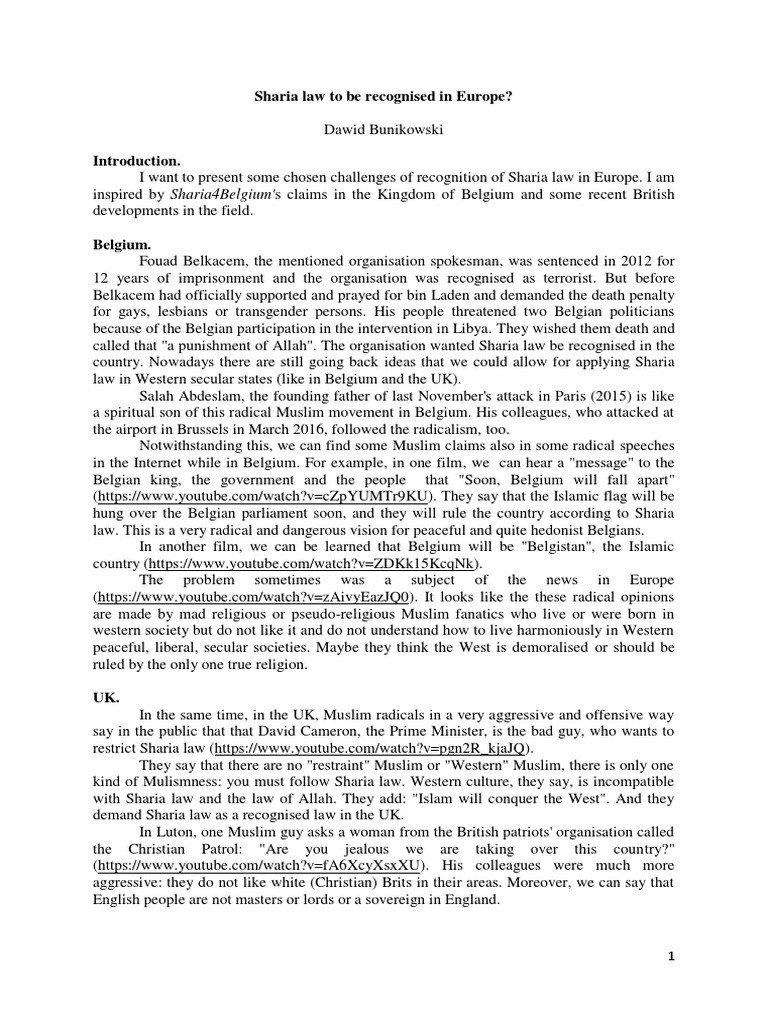 Sharia Law To Be Recognised in Europe | PDF | Sharia | Liberalism