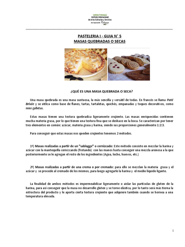 Guia 5 - Masas Quebradas | PDF | Galleta | Huevo como alimento